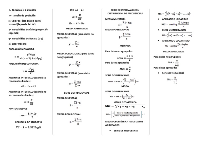 Formulas Estadistica..... | Media | Física y matemáticas | Prueba ...
