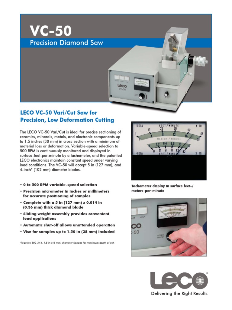 Precision Diamond Saw: LECO VC-50 Vari/Cut Saw For Precision, Low ...