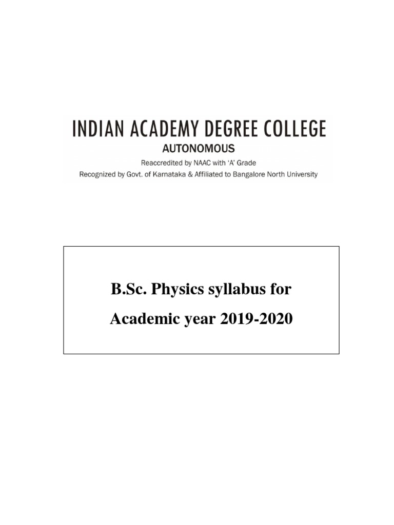 BSC Syllabus 2019-20 PDF | PDF | Diffraction | Stars