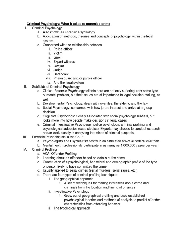 Criminal Psychology Notes-1 | PDF | Offender Profiling | Serial Killer