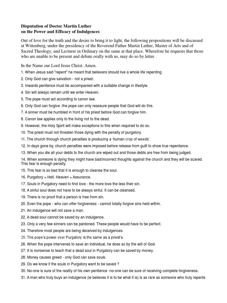 95 Theses Modern Translation | PDF | Indulgence | Purgatory