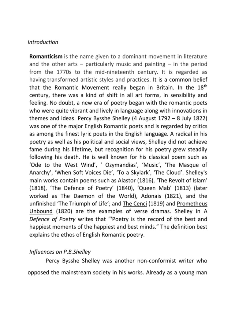 Romanticism | PDF | Romanticism | Percy Bysshe Shelley