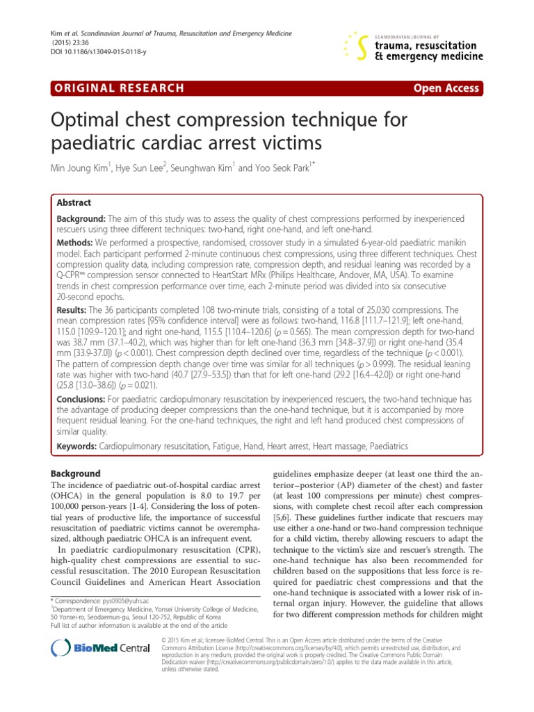 Chest Compression in Ped | PDF | Cardiopulmonary Resuscitation | Data ...