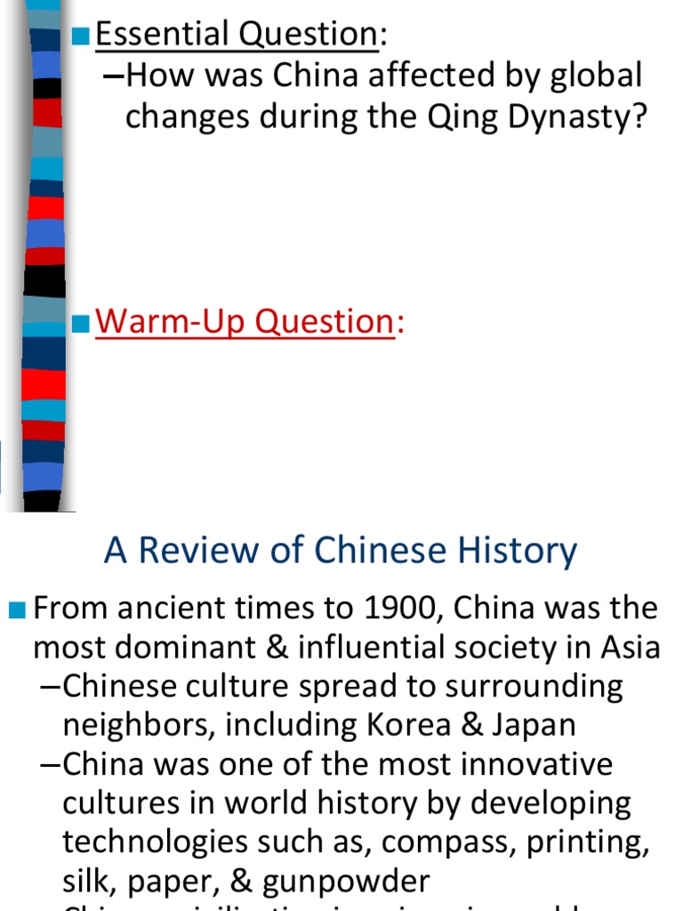 Essential Question: - How Was China Affected by Global Changes During ...