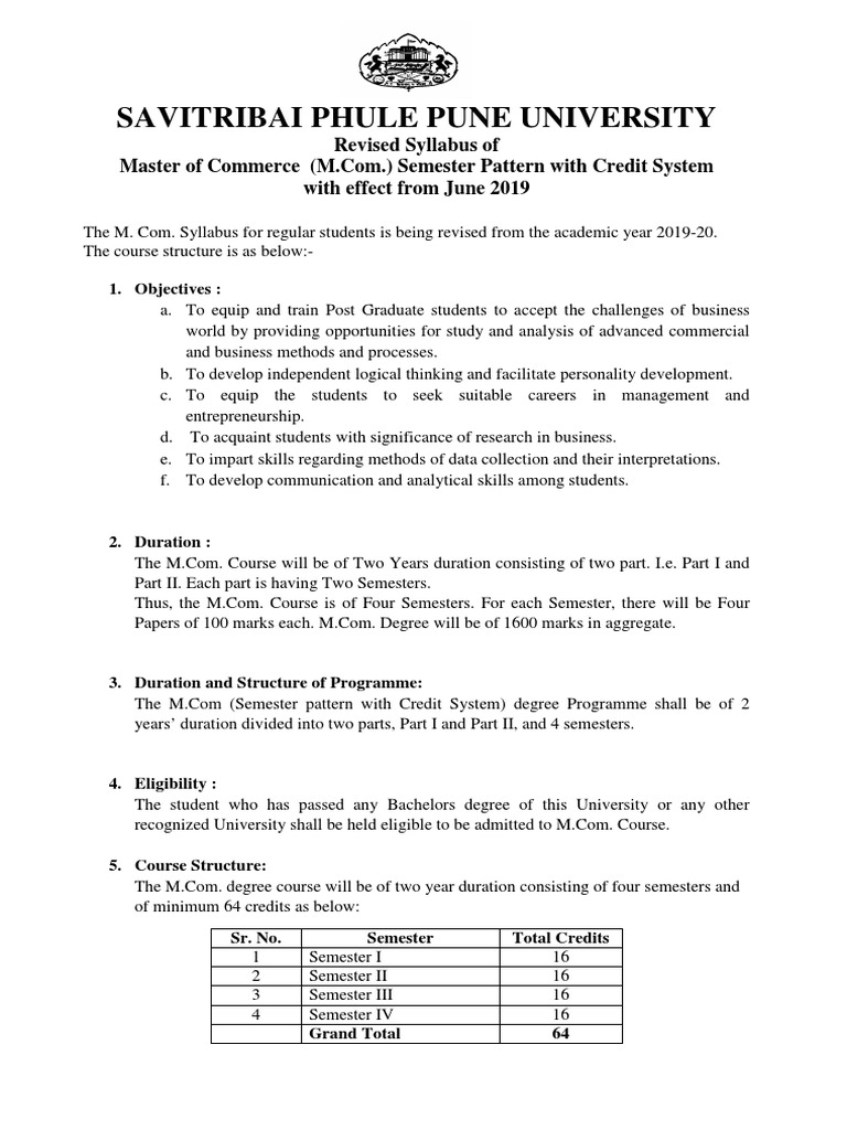 M Com Sem I - Rev 2019 - 01.082019 | PDF | Course Credit | Strategic ...