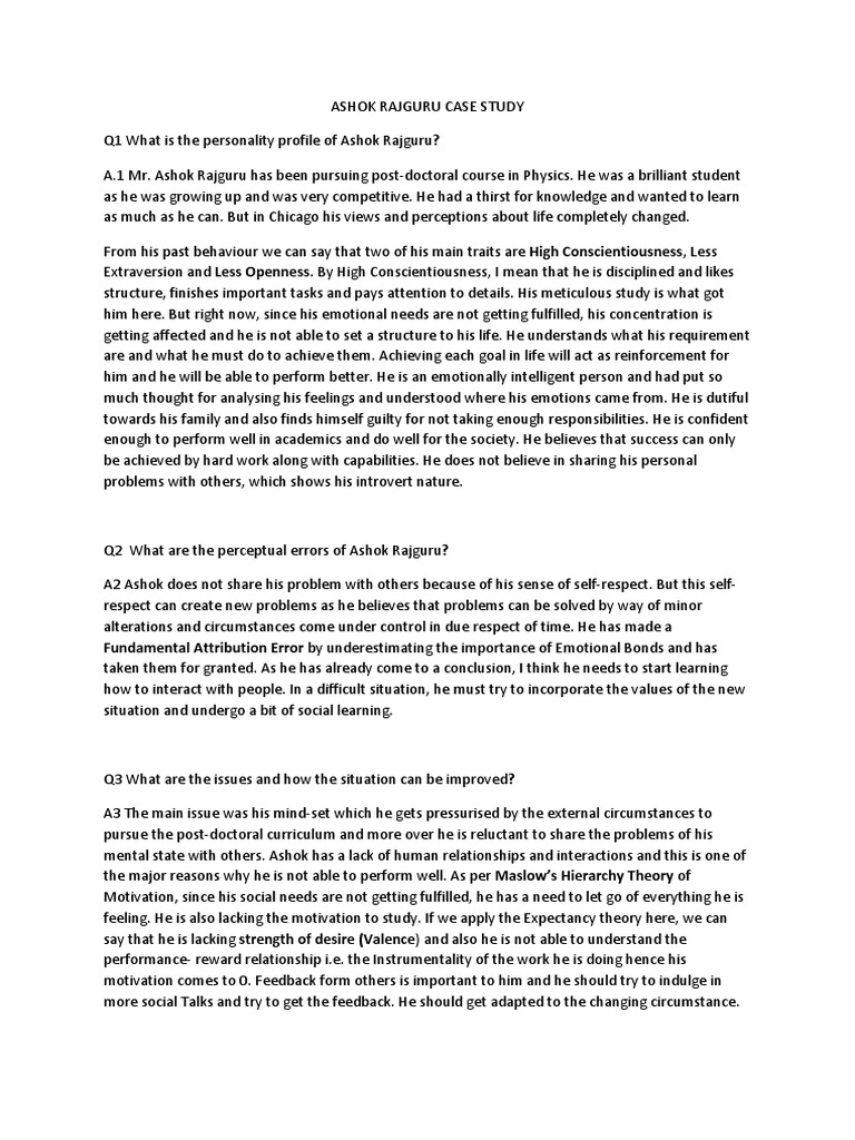 Ashok Rajguru Case Study | PDF | Extraversion And Introversion | Motivation