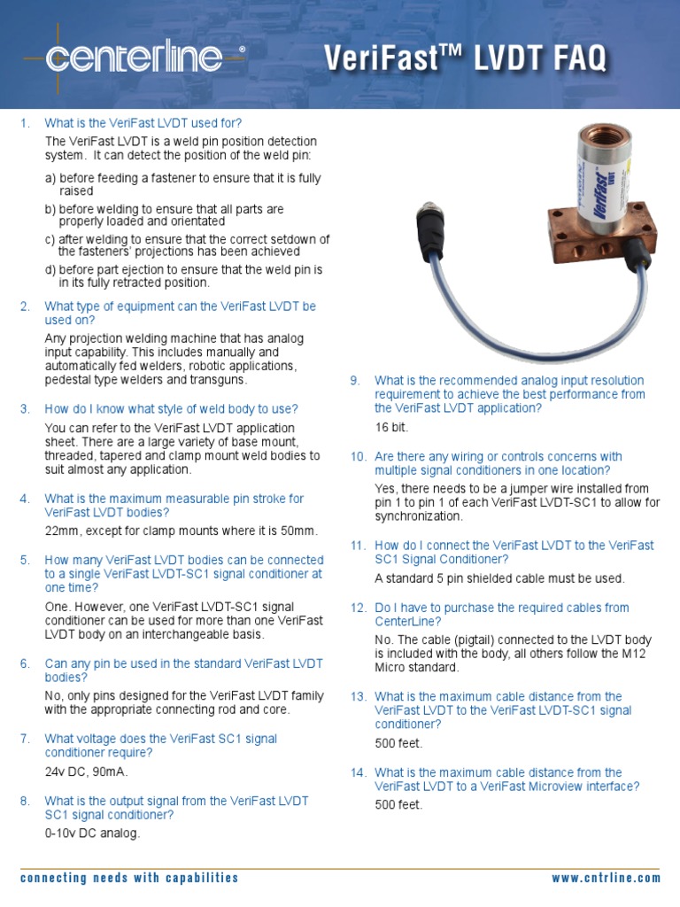 VeriFast LVDT FAQ | PDF | Welding | Construction
