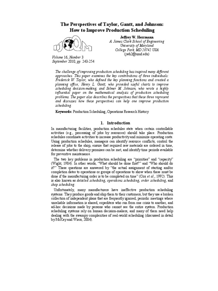 Jeffrey W. Herrmann - The Perspectives of Taylor, Gantt, and Johnson ...