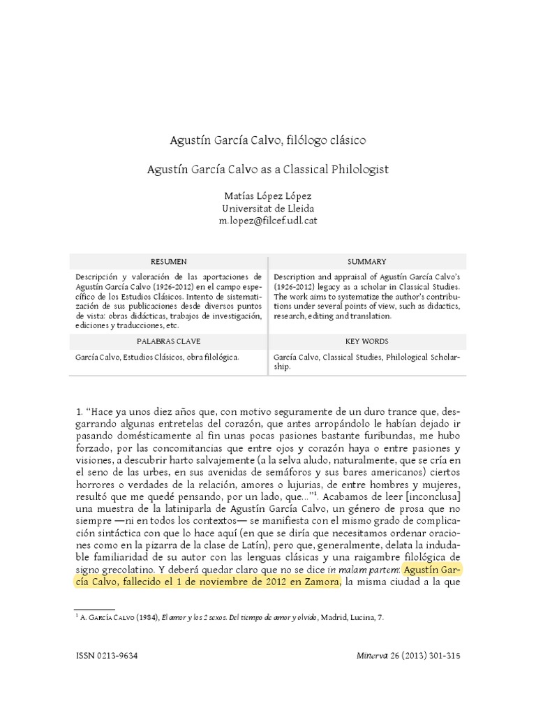 Agustín García Calvo, Filólogo Clásico / Agustín García Calvo As A ...
