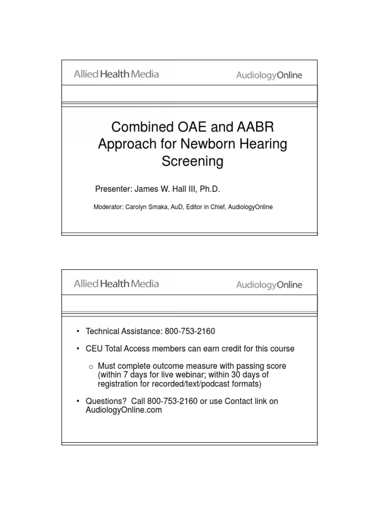 Combined OAE and AABR Approach For Newborn Hearing Screening | PDF ...