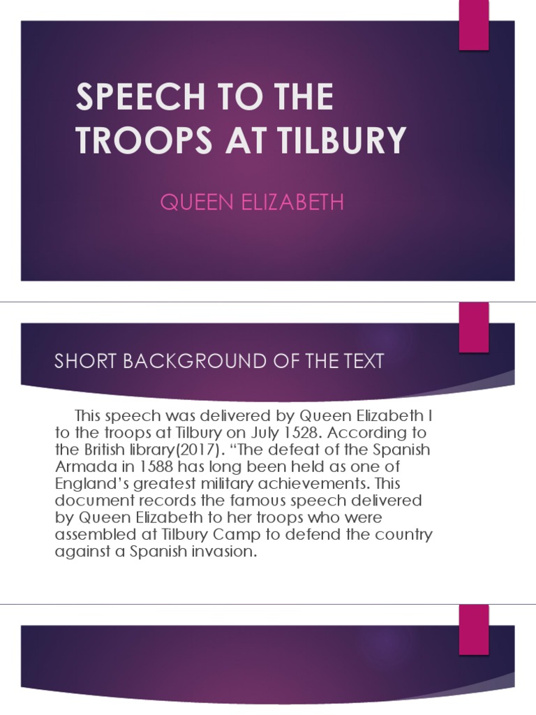 Speech To The Troops at Tilbury | PDF | Elizabeth I Of England | Unrest