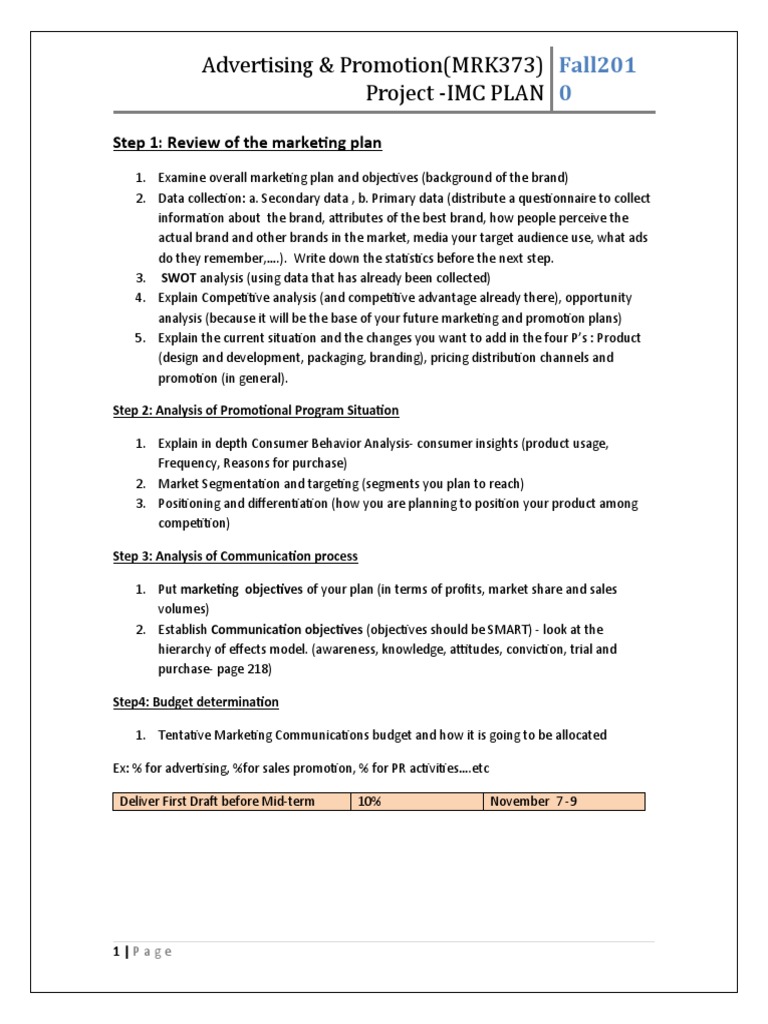 IMC PLAN Steps in Detail | PDF | Marketing | Marketing Communications