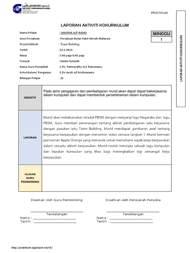 Laporan Aktiviti Kokurikulum | PDF
