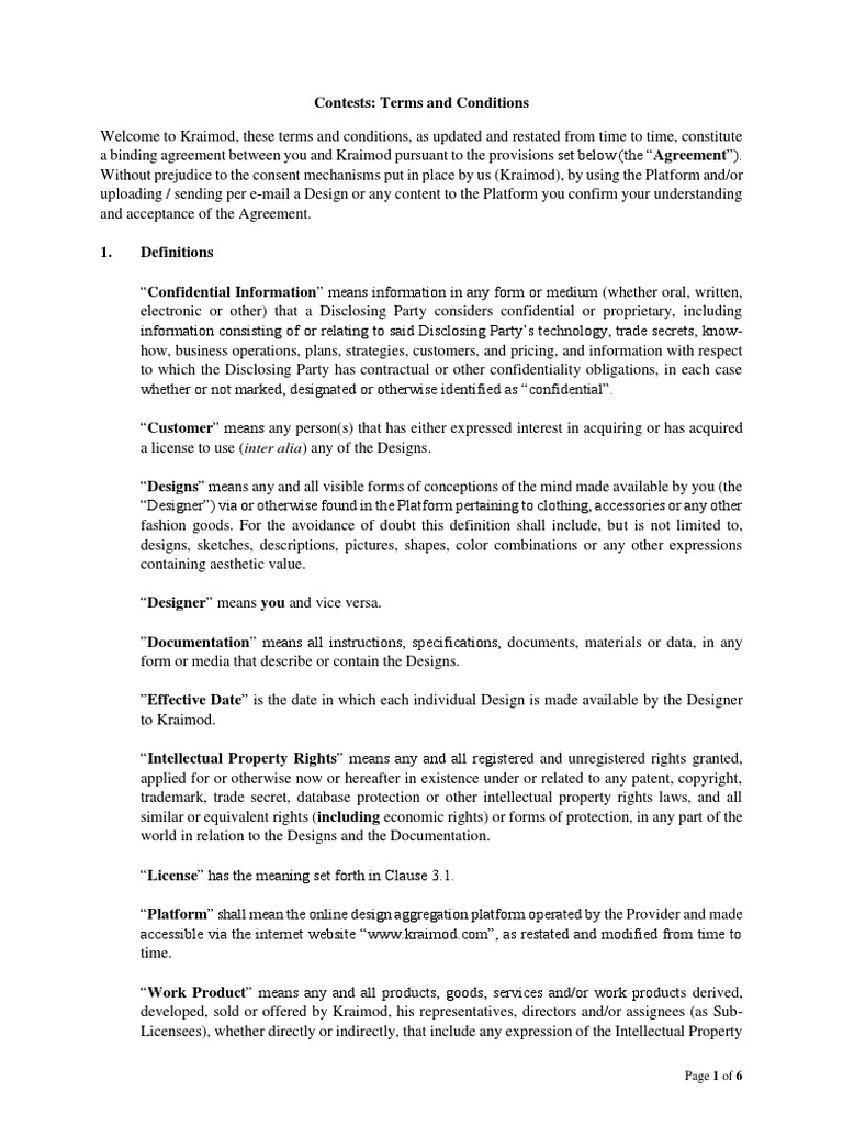Contests: Terms and Conditions: Page 1 of 6 | PDF | License ...