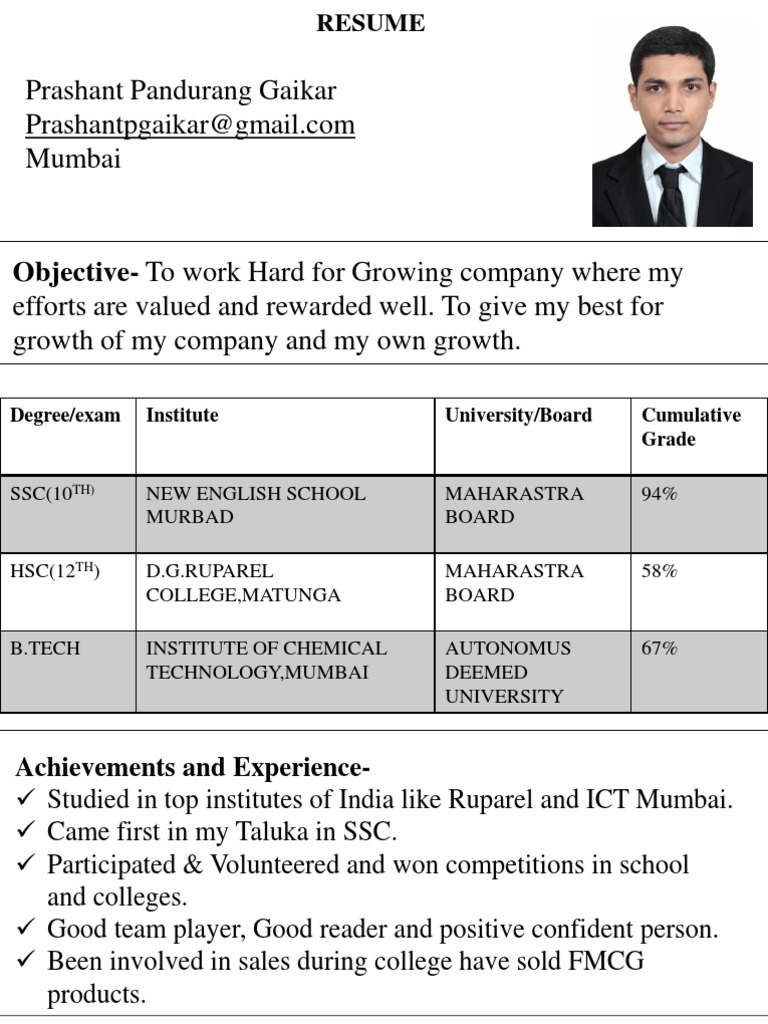 Prashant Resume PDF | PDF | Educational Institutions | Statistics Of ...
