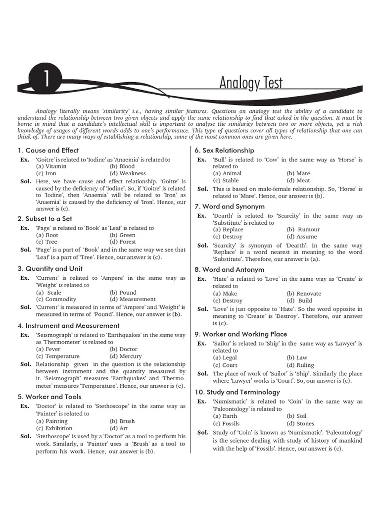 Analogy Test Verbal Reasoning | PDF | Anemia | Natural Rubber