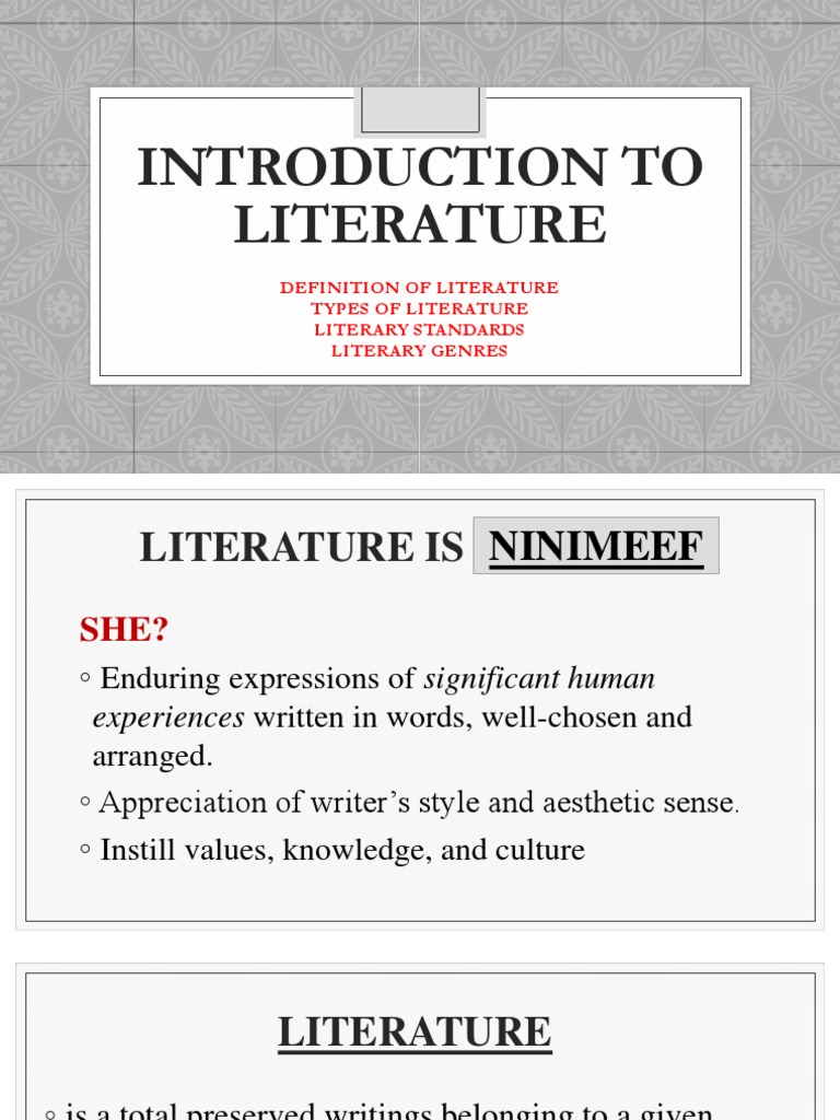 Introduction To Literature: Definition of Literature Types of ...
