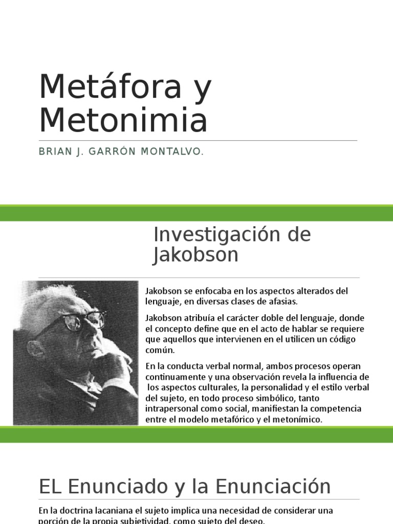 Metáfora y Metonimia en Lacan | PDF | Jacques Lacan | Metáfora