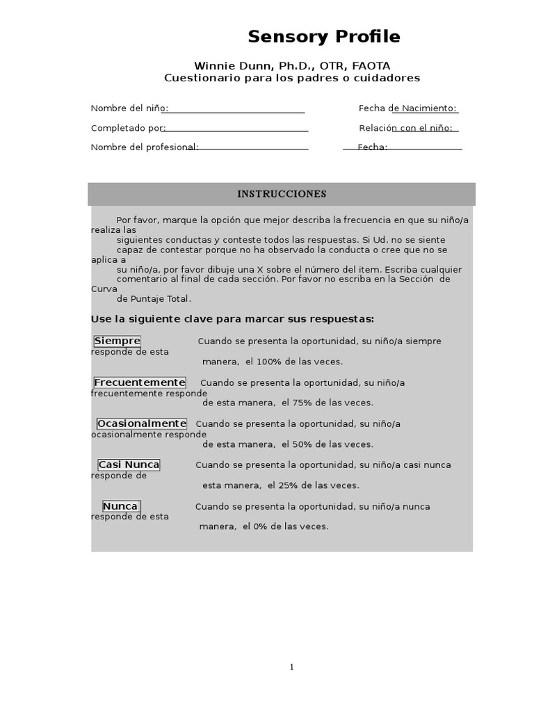 Perfil Sensorial Completo | PDF | Las emociones