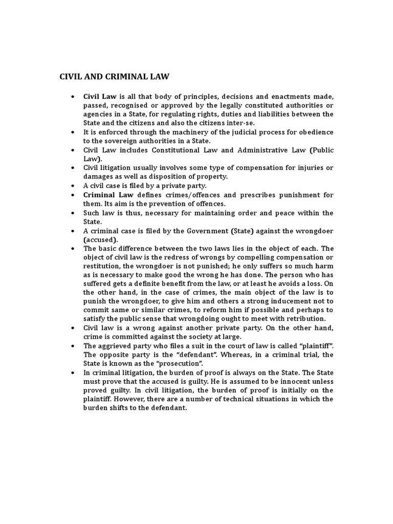 Civil and Criminal Law | PDF