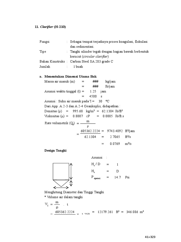 Desain dan Fungsi Tangki Clarifier | PDF