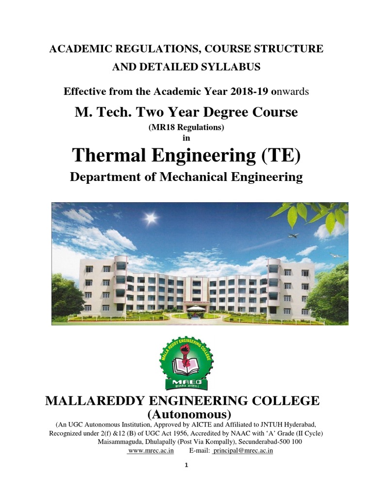 1.m.tech - Thermal Engineering | PDF | Thesis | Master's Degree