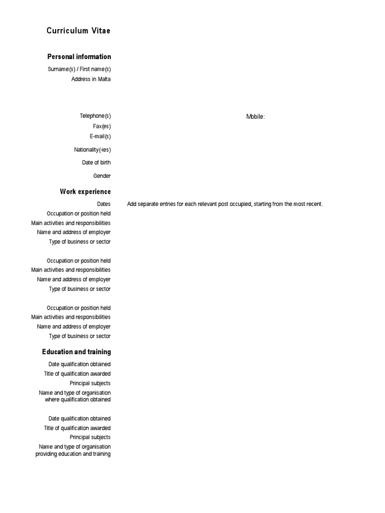 Curriculum Vitae: Personal Information | PDF