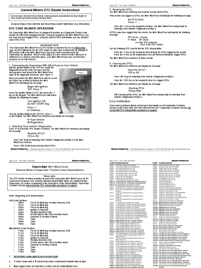General Motors DTC Reader Instructions | PDF | Throttle | Turbocharger