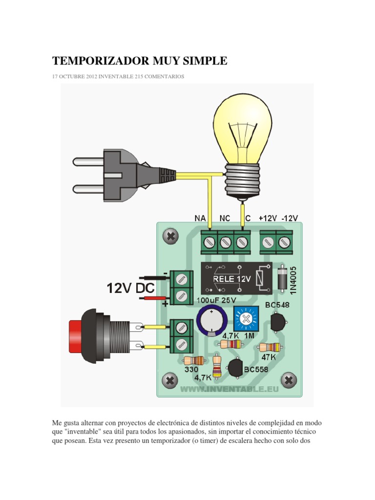 Temporizador Muy Simple | PDF | Relé | Transistor