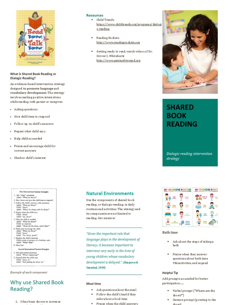 Dialogic Reading Brochure 12-6-18 | PDF | Human Communication | Behavior Modification