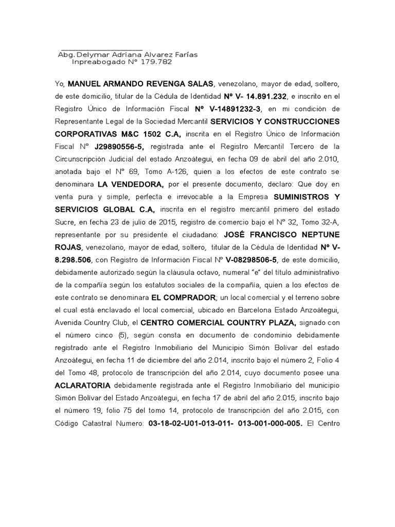 Compra Venta Local Comercial | PDF | Derecho privado | Business