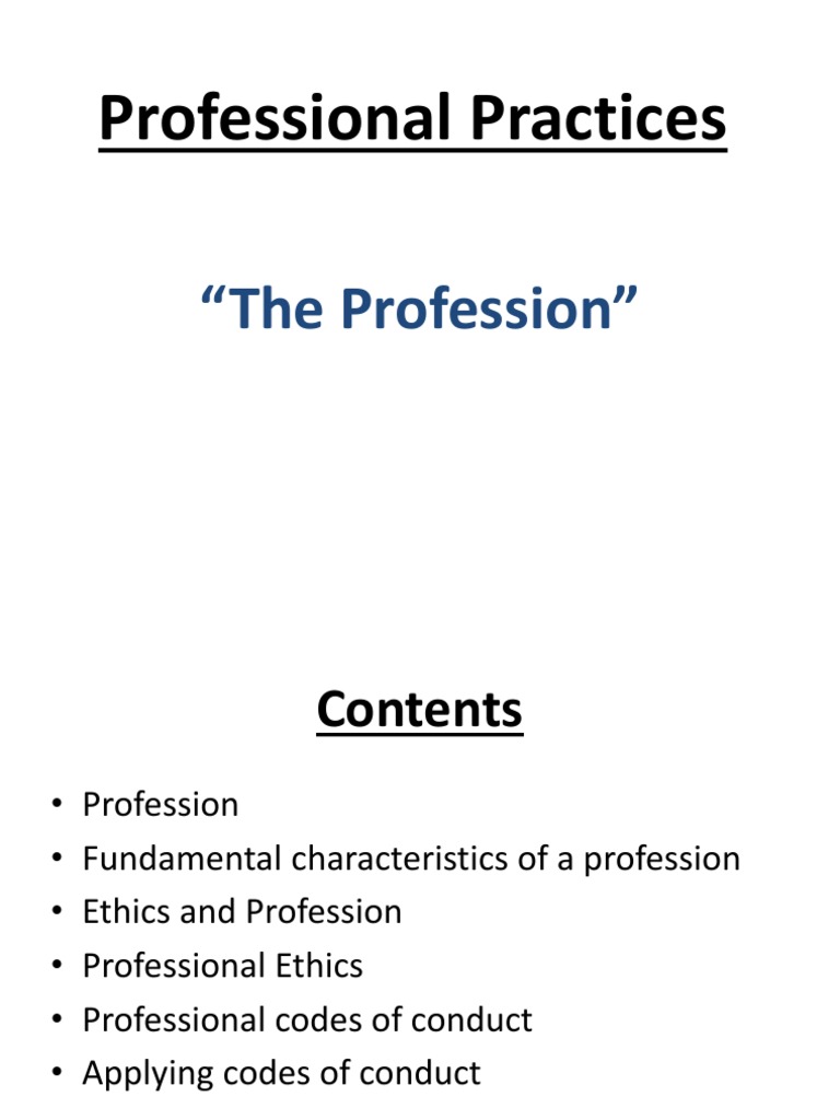 Professional Practices: "The Profession" | PDF | Profession ...