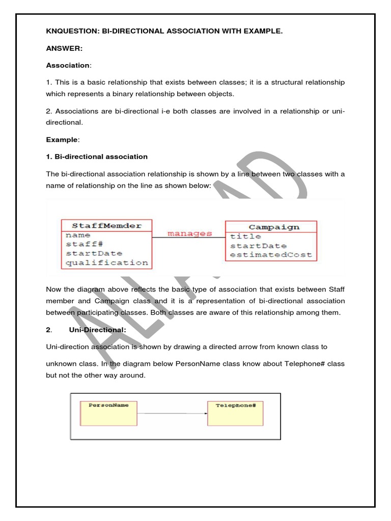 Bi-Directional Association in Java UML | PDF | Class (Computer ...