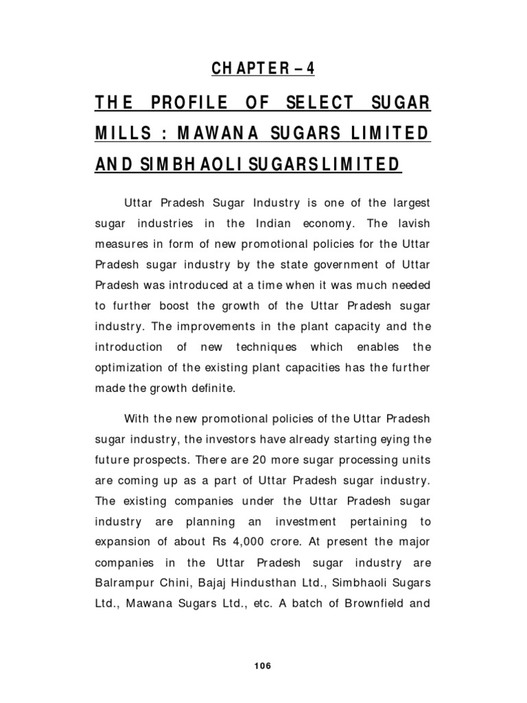 The Profile of Select Sugar Mills: Mawana Sugars Limited and Simbhaoli ...