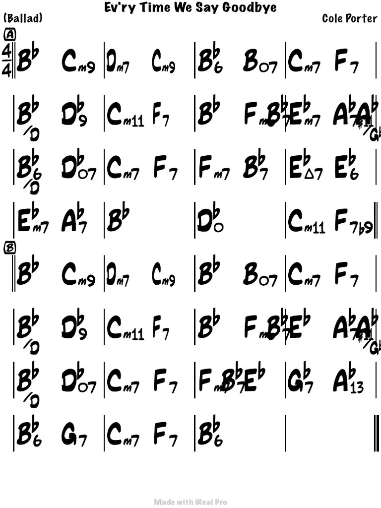 Ev'ry Time We Say Goodbye Chart PDF | PDF