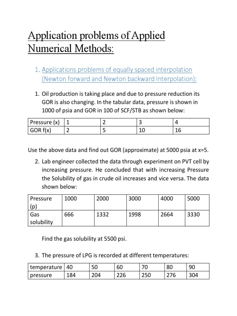 Application Problems of Applied Numerical Methods | PDF | Petroleum ...