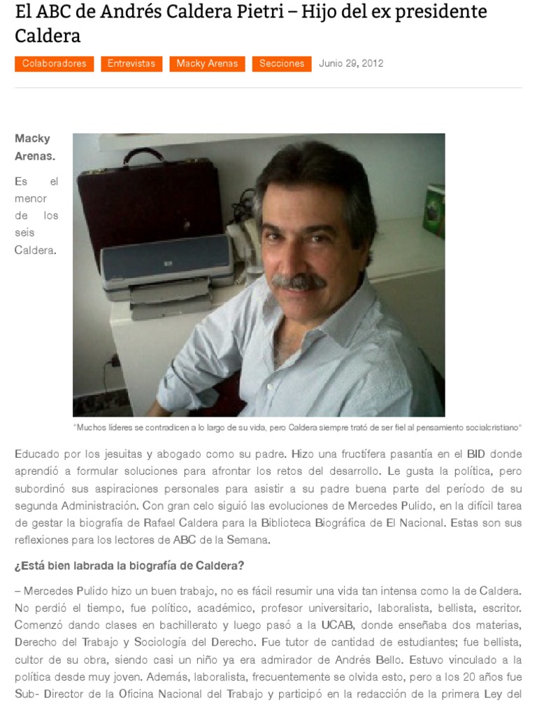 El ABC de Andrés Caldera Pietri - Hijo Del Ex Presidente Caldera ABC DE ...