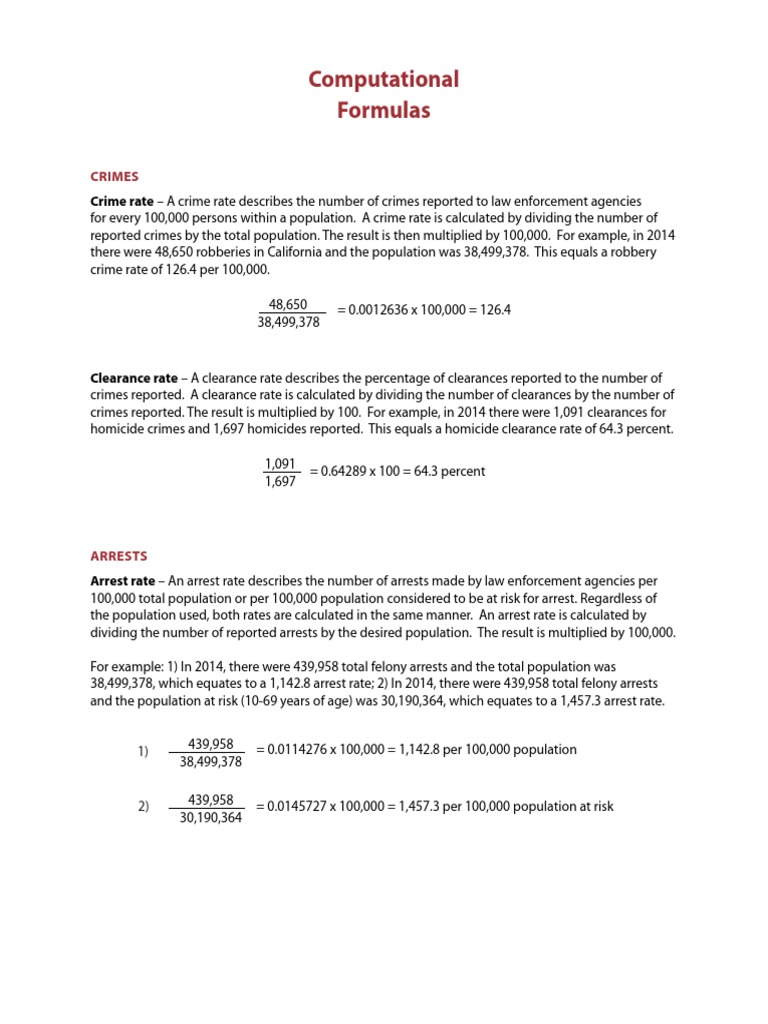 Computational Formulas | PDF | Homicide | Crime Statistics