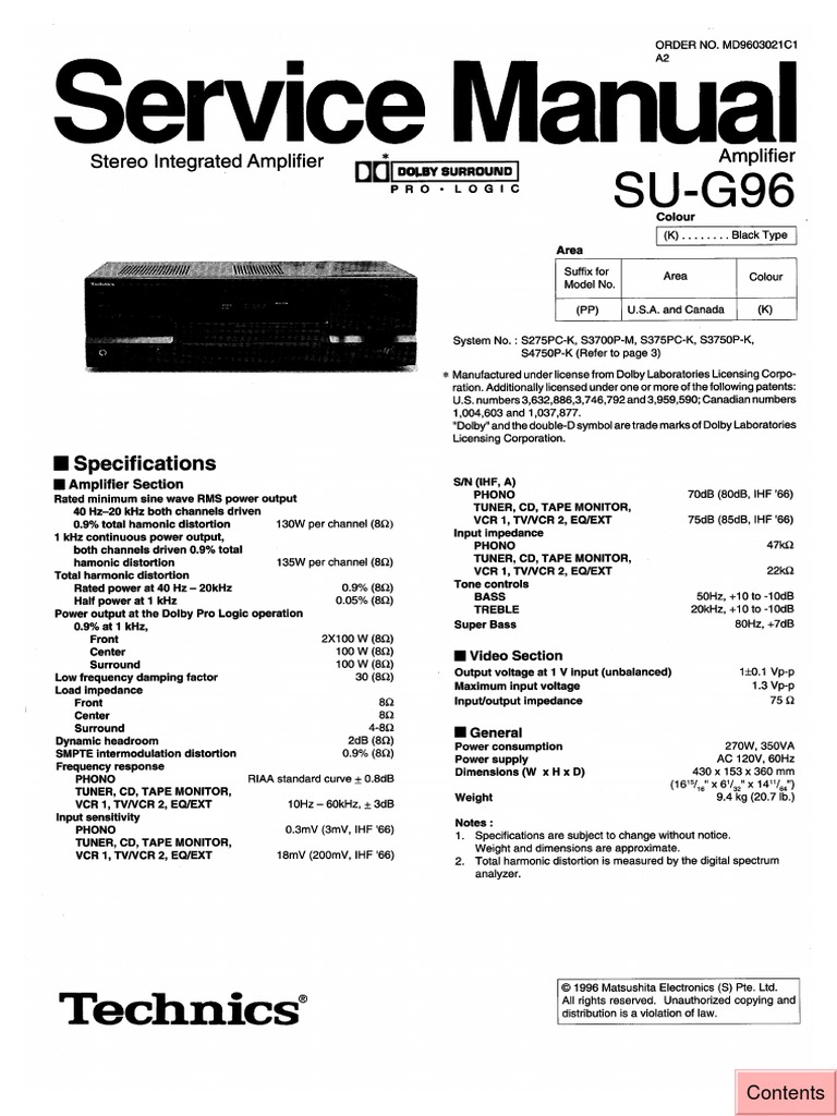Technics Su g96 | PDF