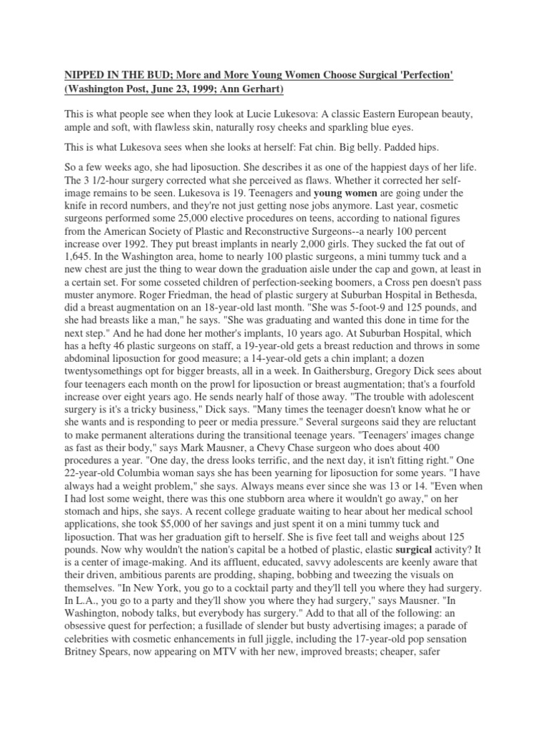 More and More Women Choose Surgical Perfection | PDF | Plastic Surgery ...