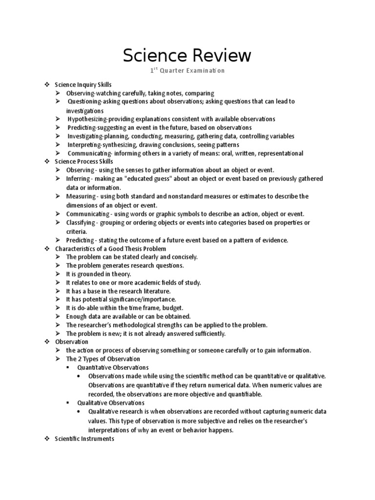Science Review 1st Quarter Exams | PDF | Fahrenheit | Celsius