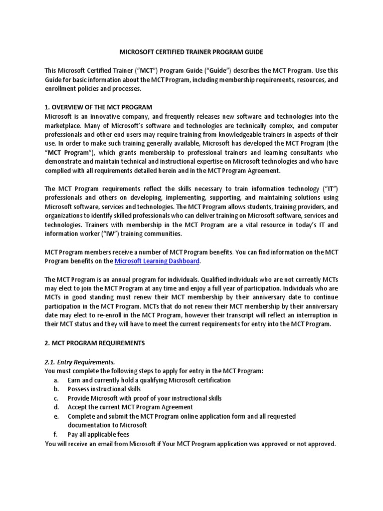 MCT Program Guide PDF | PDF | Microsoft | Software