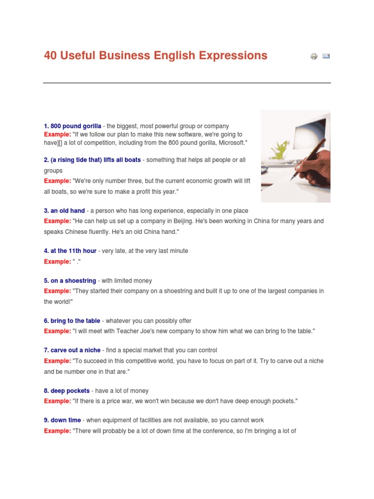 40 Useful Business English Expressions | Download Free PDF ...