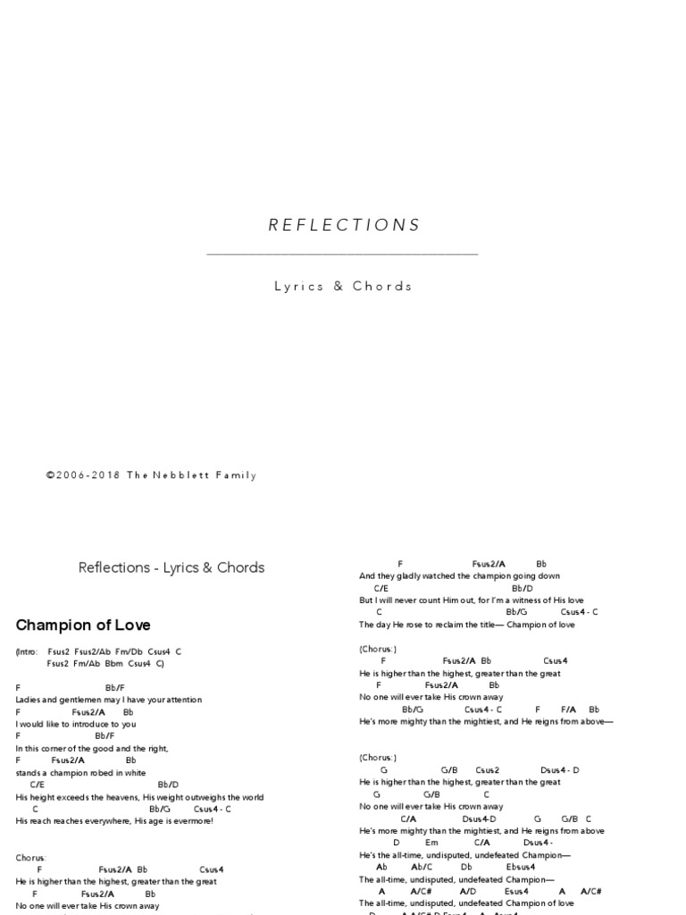 Reflections - Lyrics & Chords | PDF