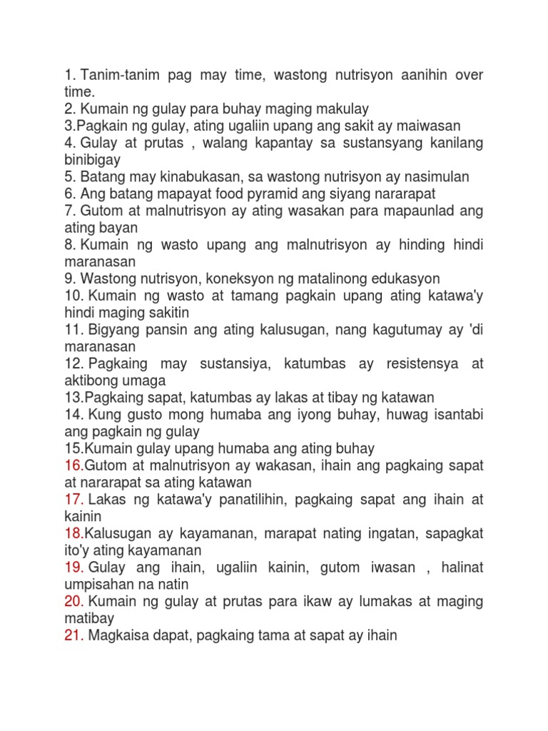 Tanim-Tanim Pag May Time, Wastong Nutrisyon Aanihin Over Time | PDF