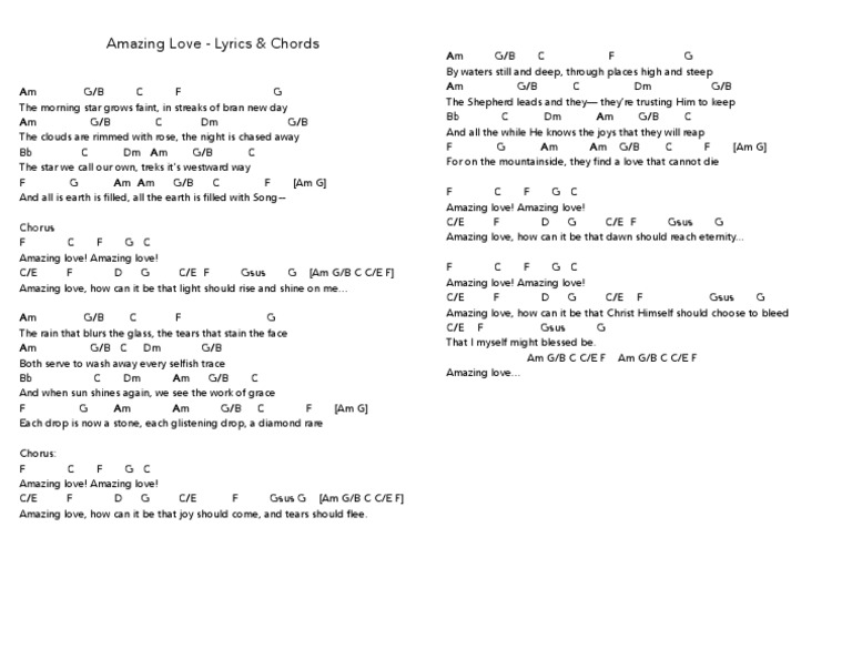 Amazing Love - Lyrics & Chords | PDF