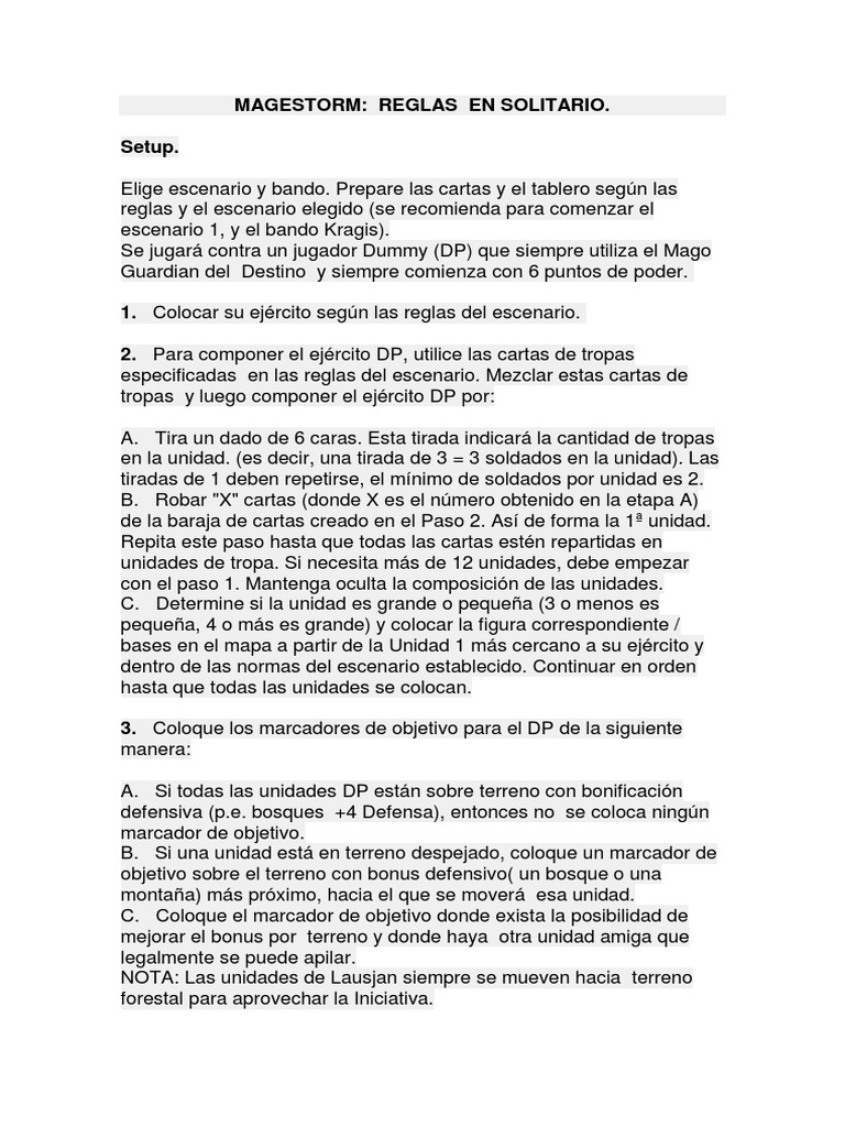 Mage Storm (Reglas 1 Solo Jugador) | PDF | Ocio | Deportes