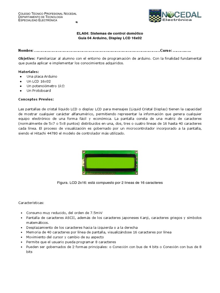 Arduino | PDF | Pantalla de cristal líquido | Arduino