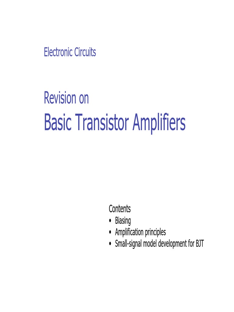 Basic Transistor Amplifiers: Revision On | PDF | Amplifier | Bipolar ...