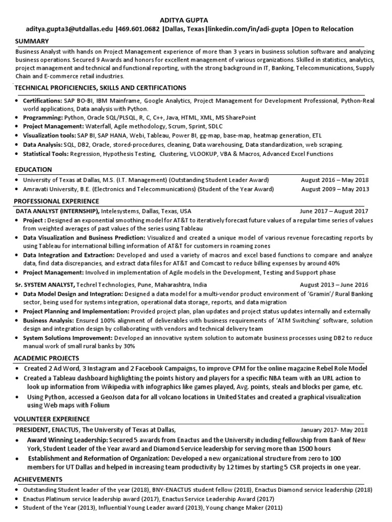Resume Aditya Gupta | PDF | Data Management | Information Science Resume Aditya Gupta | PDF | Data Management | Information Science